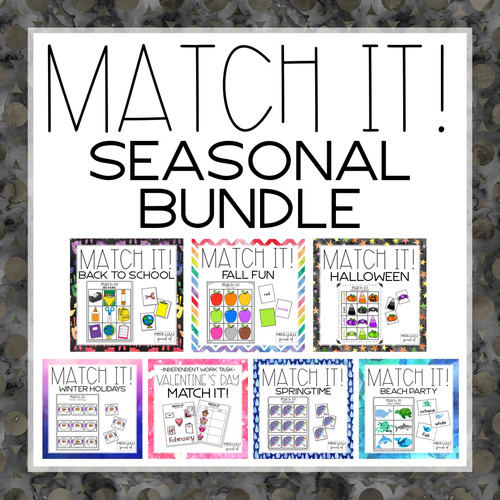 Match It! Independent Work Tasks Seasonal Bundle | Miss Lulu