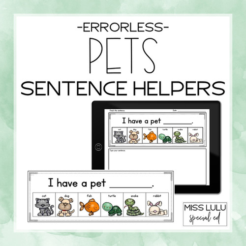 Pets Themed Sentence Writing Resource for Special Education | Miss Lulu