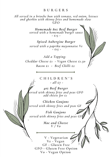MENU | Coldham Hall Tavern