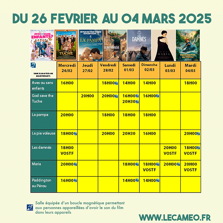 Programme | Cinéma Le Caméo