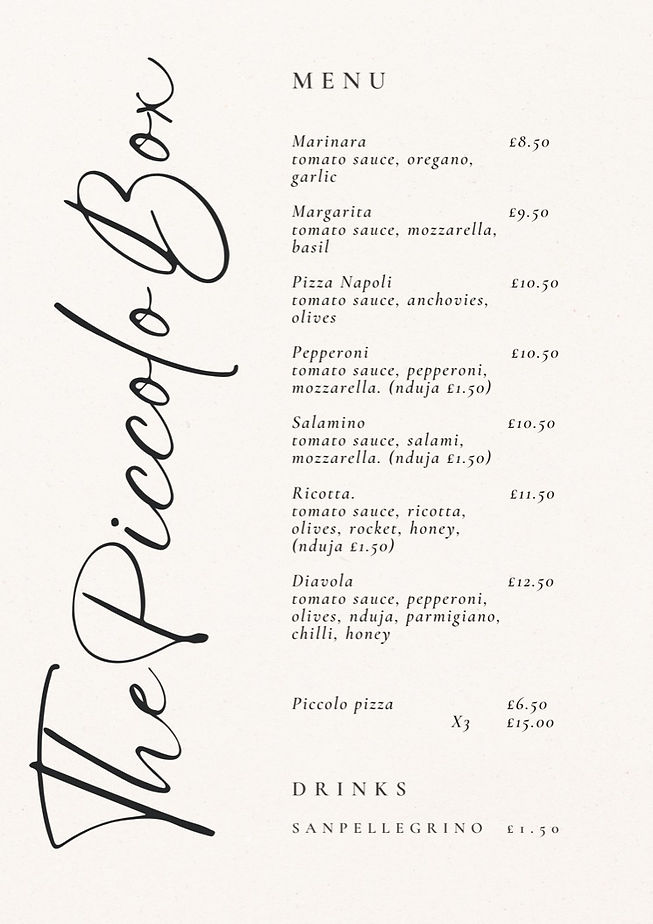 Menu | THE PICCOLO CO.