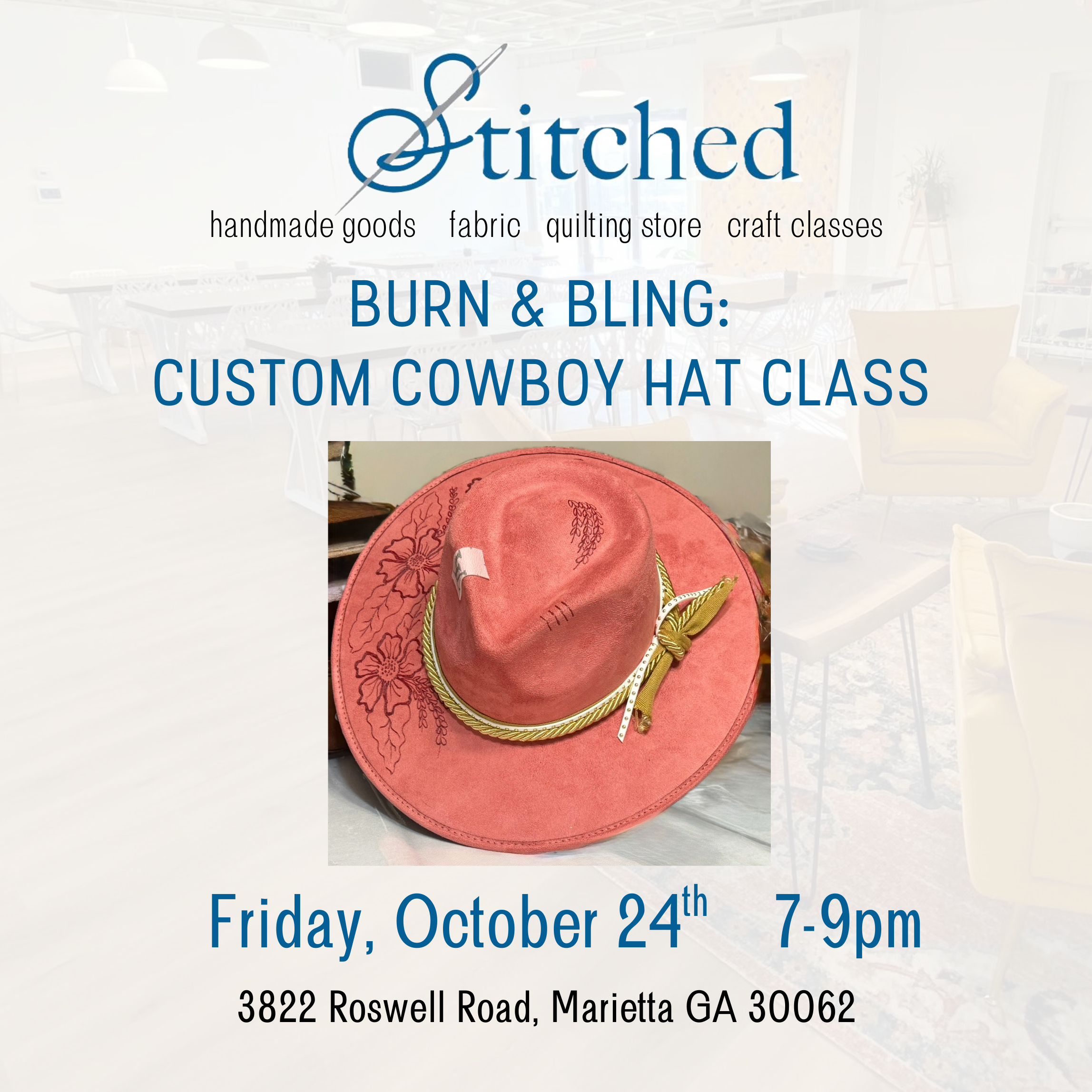 Burn & Bling: Custom Cowboy Hat Class | Stitched