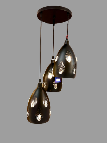 Kitchen Pendant 3 Heads Hanging Light E27 BulbHolder -5325-3 BK ...