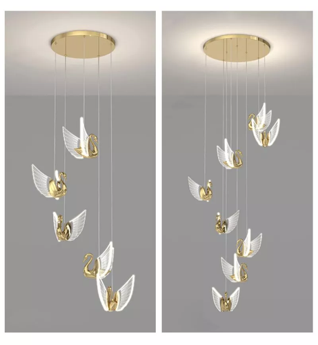 Modern Led Staircase Drop Design Crystal little Swan Pendant Light-SIF ...