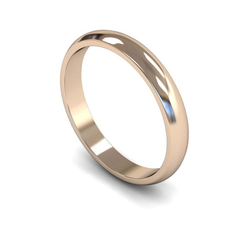 9ct Gold D-Shape 3mm Wedding Bands, WDL 3mm. | Toulson Jones Jewellers