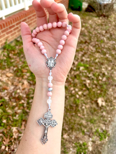 Handmade Miraculous medal cord rosary | Veils and Mantillas