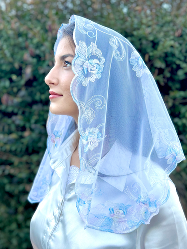 Iridescent Rose Mantilla Veil Medium - SALE | Veils and Mantillas