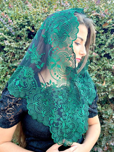 Hunter Green Mantilla | Veils and Mantillas