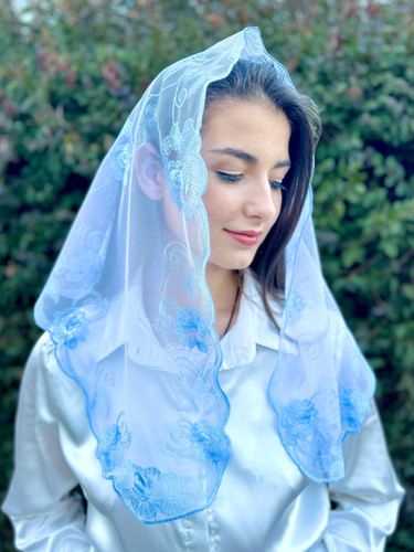 Light Blue Rose Manilla | Veils and Mantillas