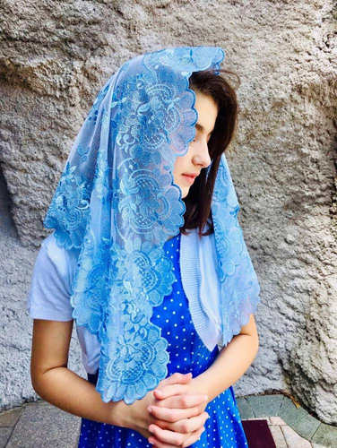 Light Blue Angel Mantilla - Large | Veils and Mantillas