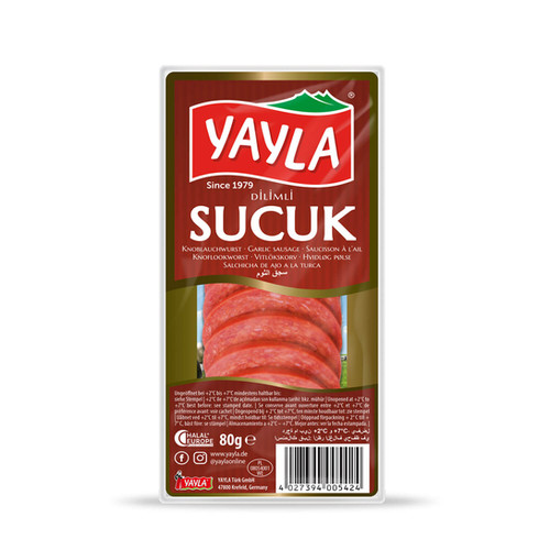 Yayla Plakjes Knoflook Worst / Sucuk 80g | Beyço Food