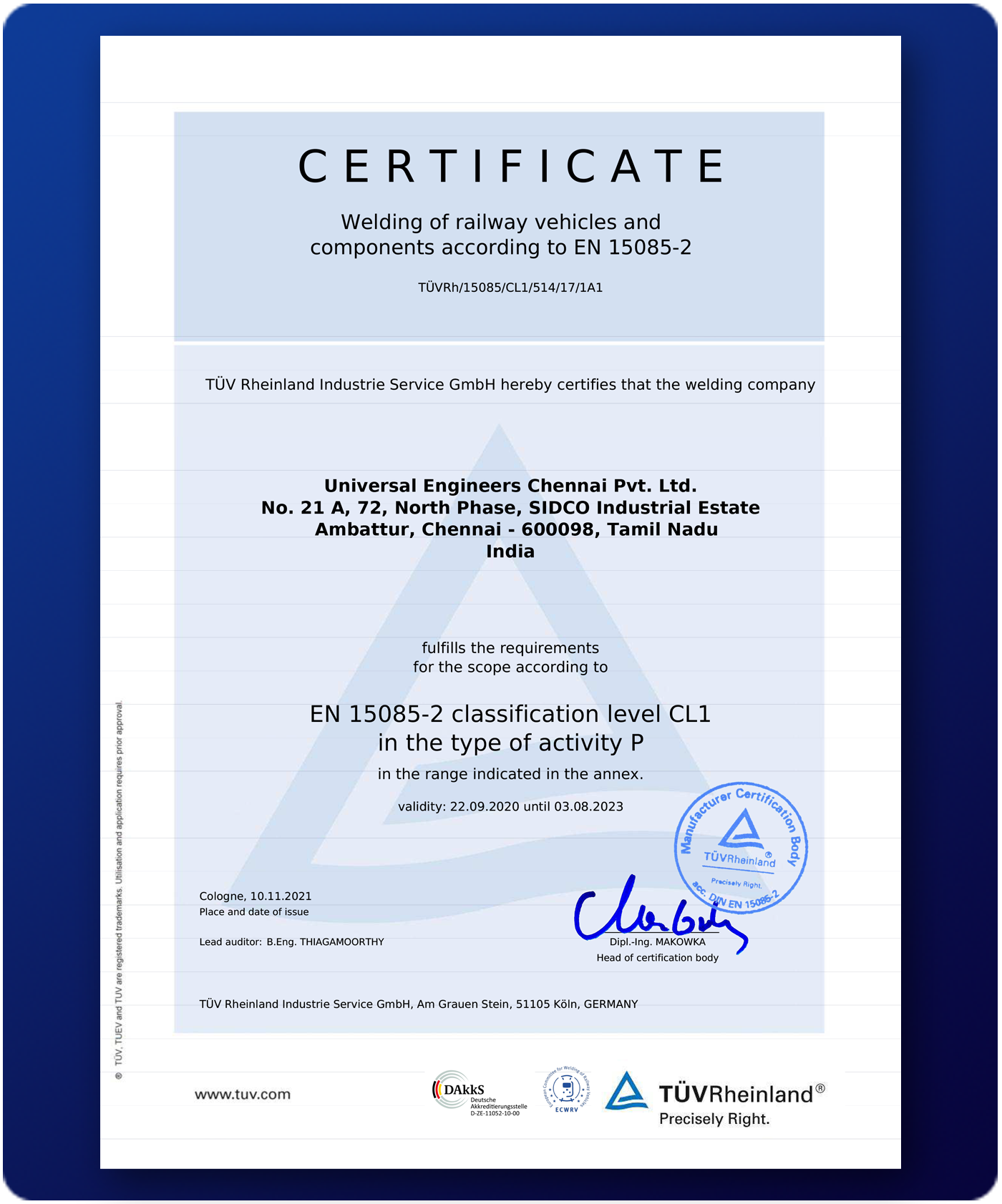Certificates | Universal Engineers