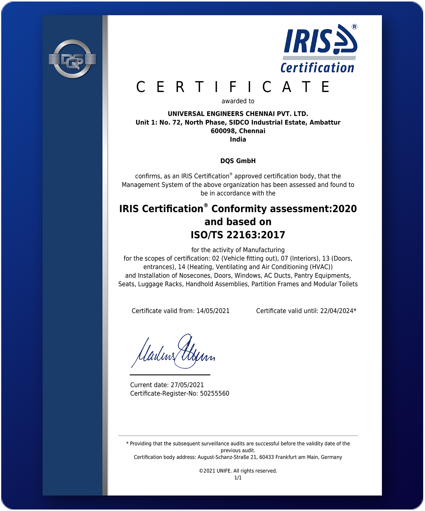 Certificates | Universal Engineers