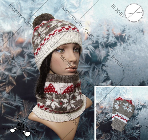 Patron - Tuque, cache-cou et mitaines Norvégien | tricot-mouton