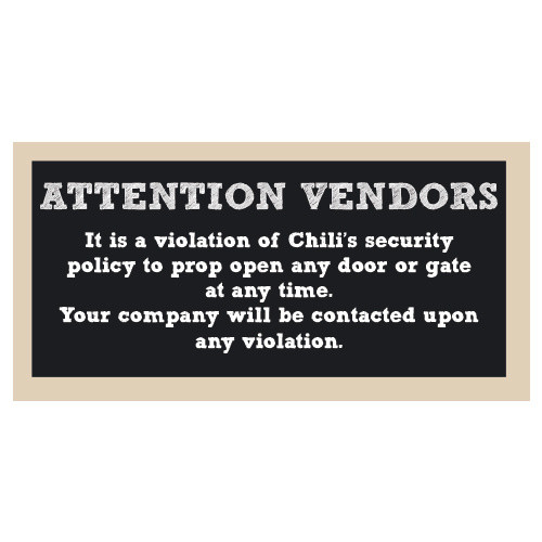 Attention Vendors Chalkboard Style Sign | chilis