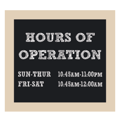 Hours of Operation Chalkboard Style Sign | chilis