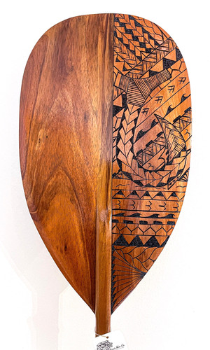 Koa paddle with Tribal Pyrography Art (Hook) | LewisKoa Co.