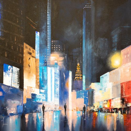"Times Square - Blue" Hand Painted Original | paintings-by-yvoni