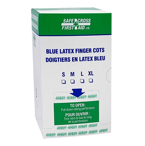 Finger Cots, Blue, Latex, Powder-Free, 100/Box | MedGuard Canada