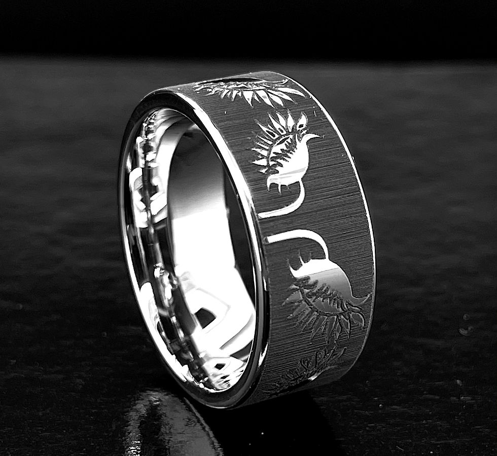 Sunflowers Pattern Engraved Ring, Wedding Ring, Engagement Ring, His ...