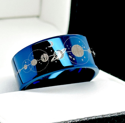 Galaxy, Universe Ring, Milky Way, Planets, Moon and Stars, Blue ...