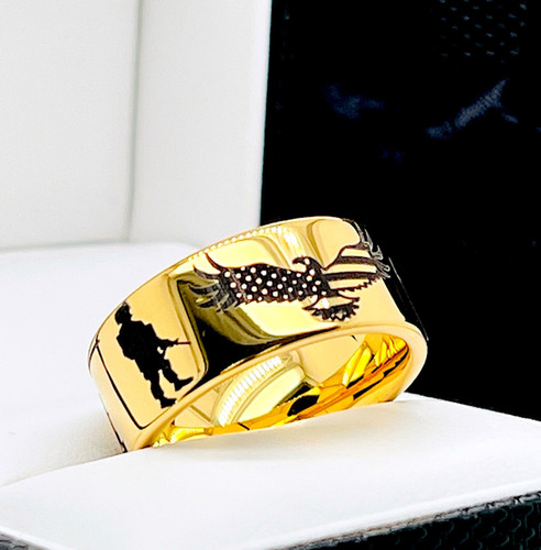 Military Ring, Yellow Gold Ring, US Army Ring, Wedding Ring, Mens Ring ...