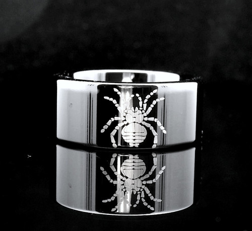 Spider Engraved Black Tungsten Ring | Minimalist | Durable ...