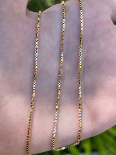 Vintage Solid 14k Yellow Gold Box Chain Necklace - 16 inches | Parlay ...