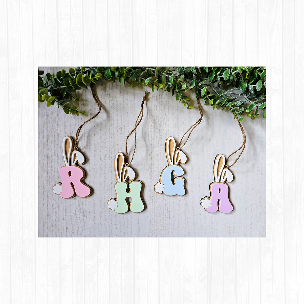 Acrylic Initial Bunny Tag | Rosemary Designs
