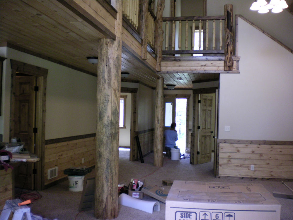 Log Cabin Style Doors, Trim And Handrails