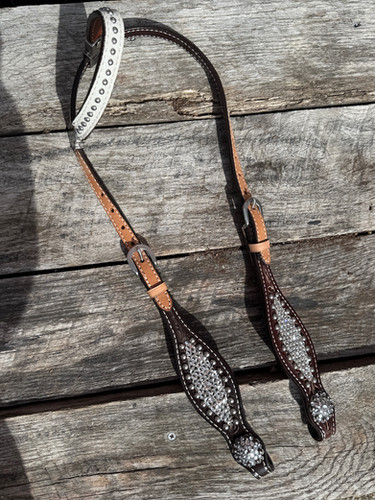Western Scalloped One Ear Clear Crystal Bling Headstall Bridle ...