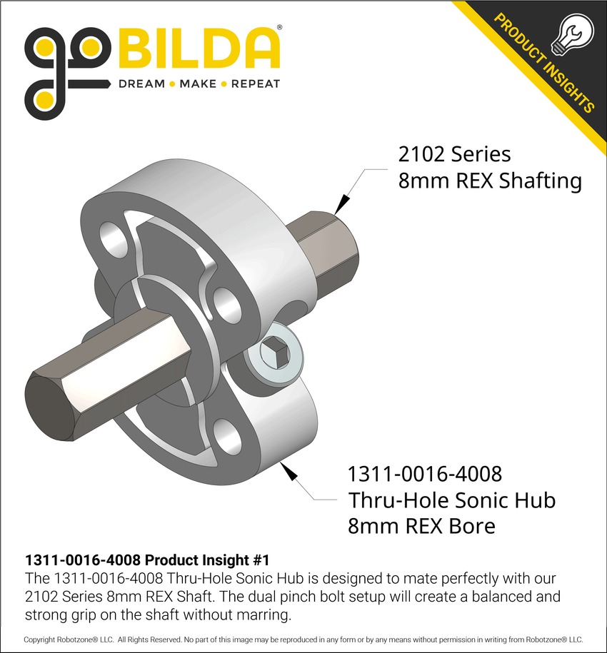 1311 Series Thru-Hole Sonic Hub (8mm REX™ Bore) | ROBOT