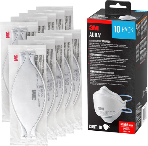 Wholesale 3M Aura 9205+ N95 Respirator Masks, 10-Pack – Bulk 25 Packs ...