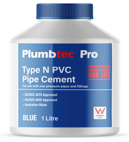 Type N Solvent Cement, Blue, 1 Litre | Plumbtec Pro
