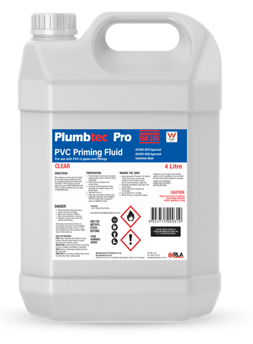 Priming Fluid, Clear, 4 Litre | Plumbtec Pro