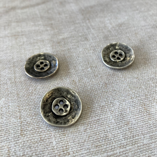 Antique Silver Metal 23mm Button | Stitches and Cream