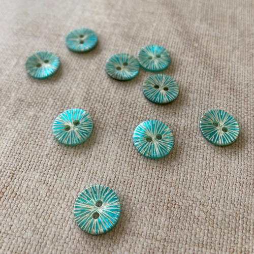 Turquoise star burst 15mm Shell Button | Stitches and Cream