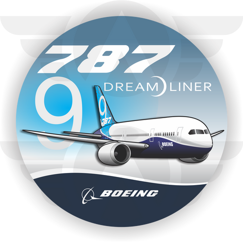 Boeing 787-9 round sticker | Aeroarte