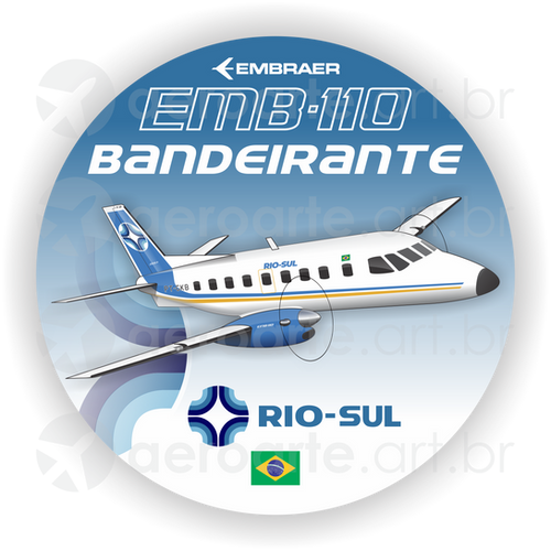 Embraer EMB-110 Bandeirante Rio-Sul round sticker | Aeroarte