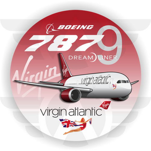 Boeing 787-9 Virgin Atlantic round sticker | Aeroarte