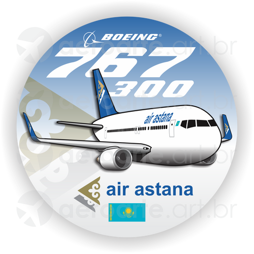 Boeing 767-300 Air Astana round sticker | Aeroarte
