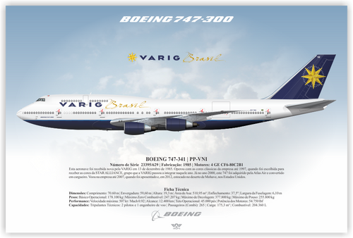Pôster Perfil Boeing 747-300 VARIG | Aeroarte