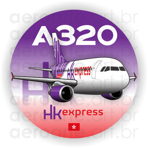 Airbus A320 CFM HK Express round sticker | Aeroarte