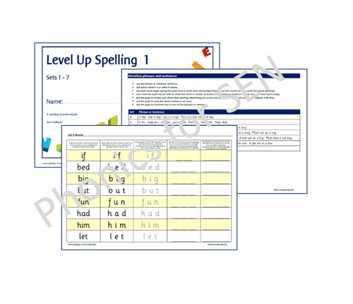 Level Up Spelling 1 Pupil Practice Book Basic Code Sets 1-7 sounds ...
