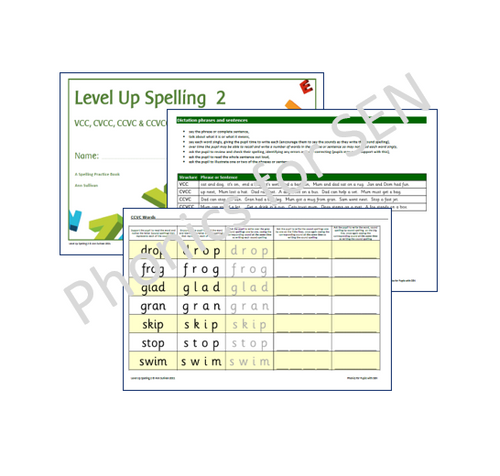 Level Up Spelling 2 Pupil Practice Book Basic Code VCC, CVCC, CCVC and ...