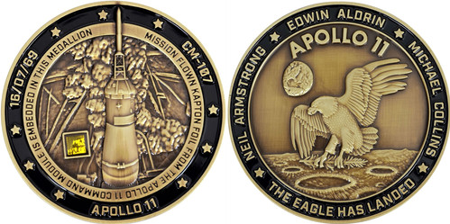Apollo 11 Medallion with visible Flown Kapton Foil Piece | Mysite