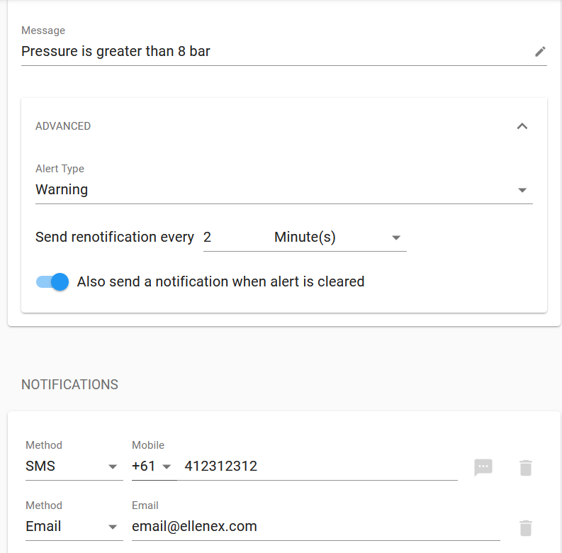 Comprehensive IoT Notification System using Ellenex Platform for advanced threshold notifications