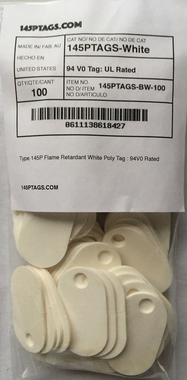 145P Burndy "Style" 94VO Flame Retardant Tags -100 | 145ptags