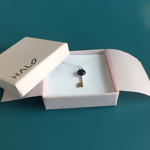 Amethyst Gemstone Key Necklace | HalojewelleryUK