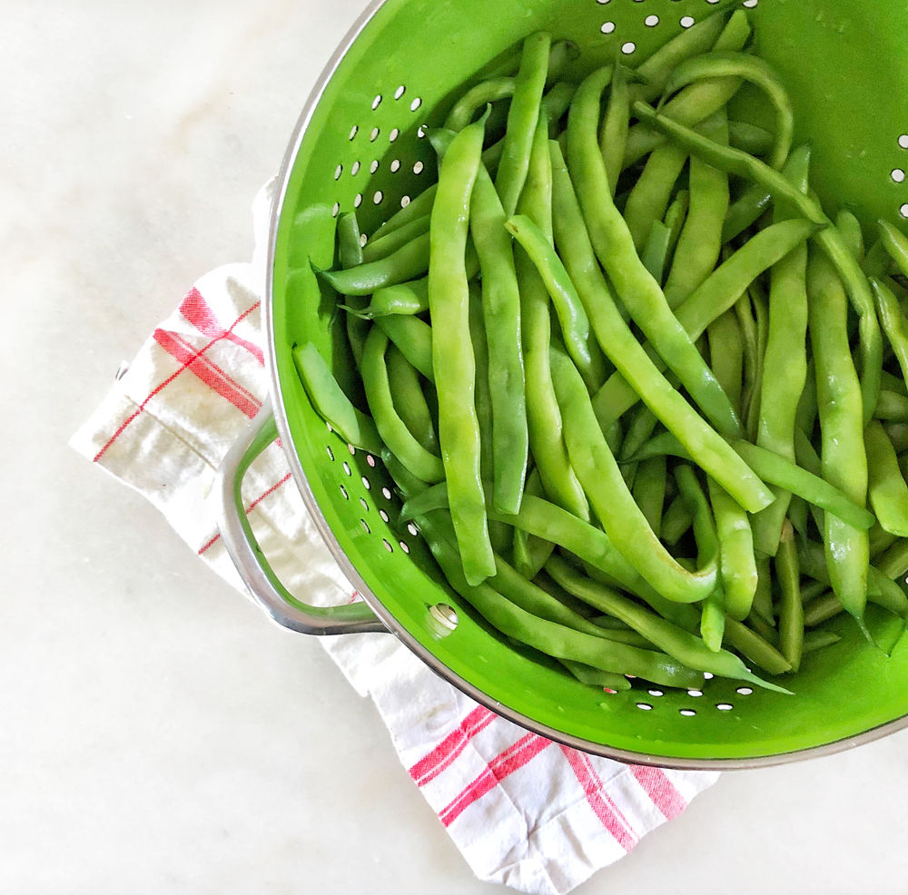 Braised Wide Green Beans in Olive oil